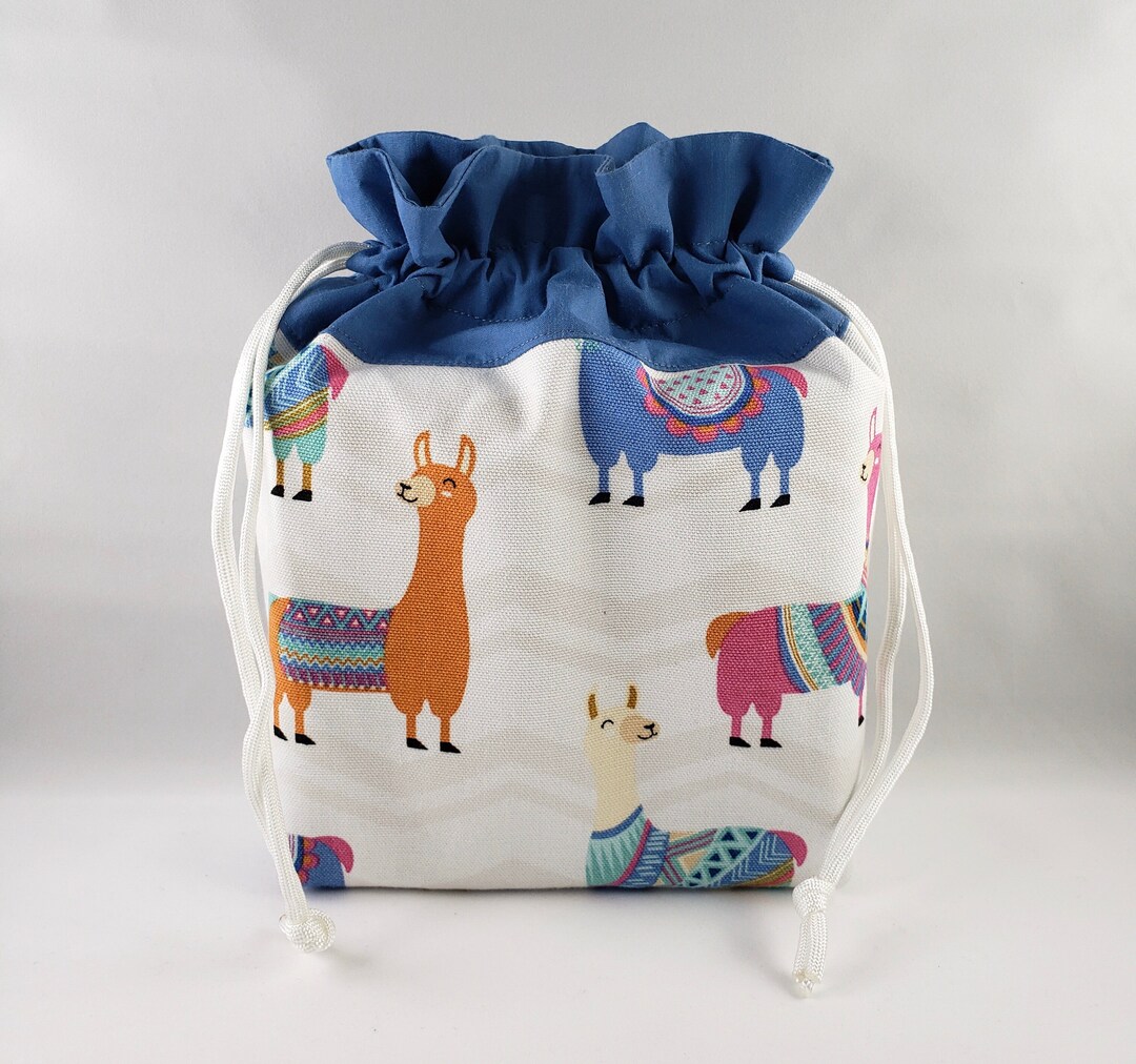Colorful Llamas Project Bag, Drawstring Bag, Sock Project Bag - Etsy