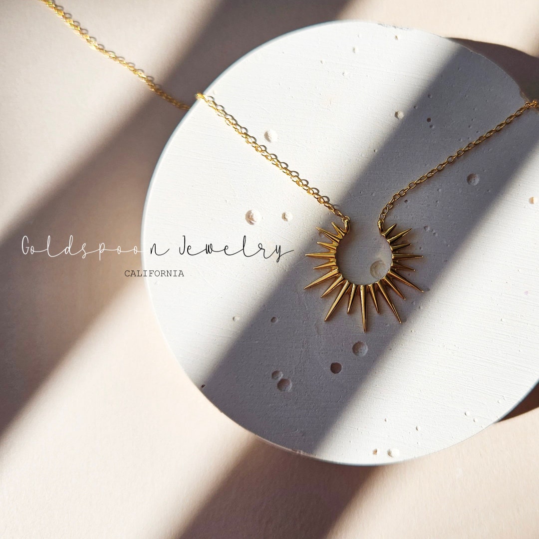 Sun Necklace - Spike Necklace - Pendant Necklace - Dainty Necklace ...