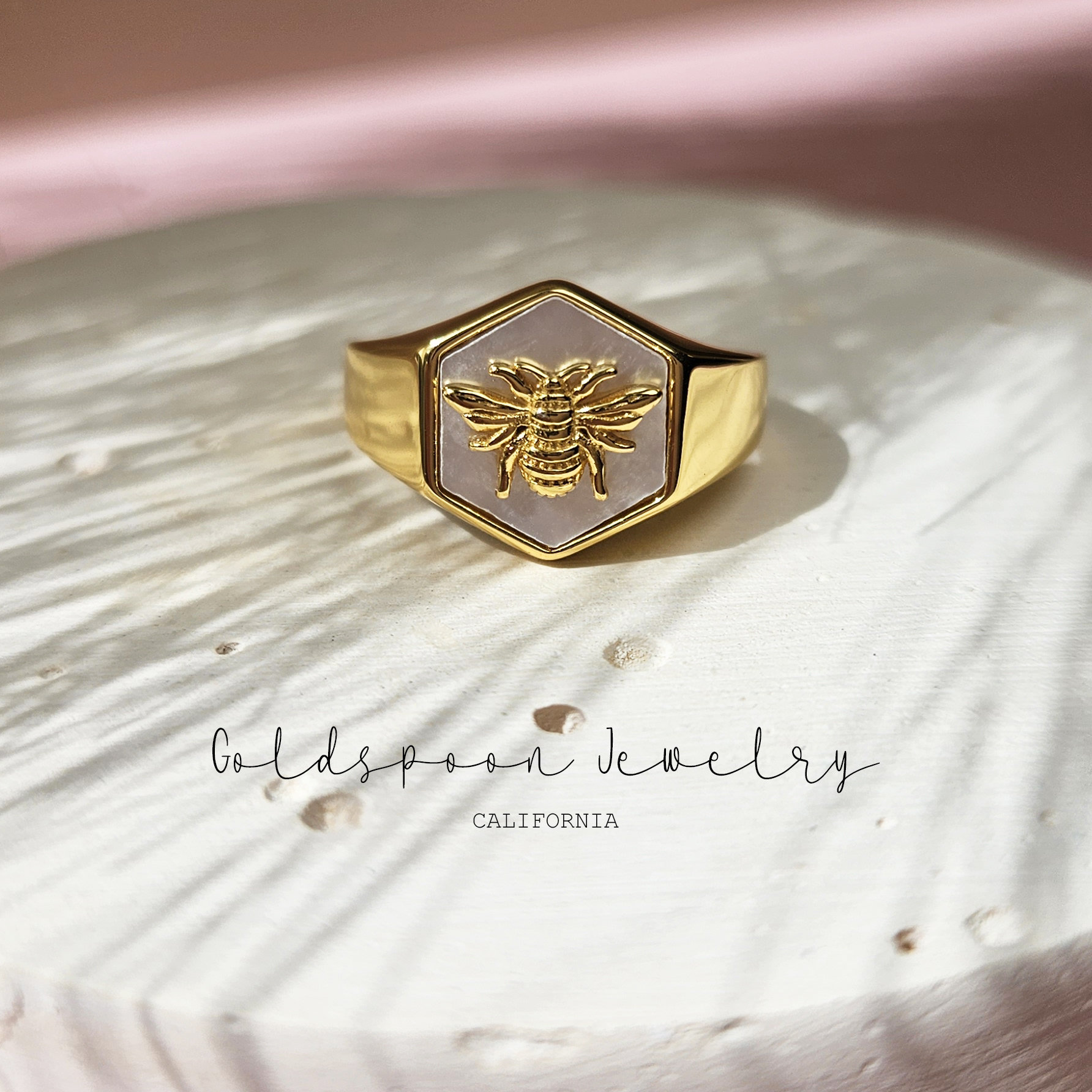 Bee Ring - Hexagon Ring - Chunky Ring - Geometric Ring - Mother of ...