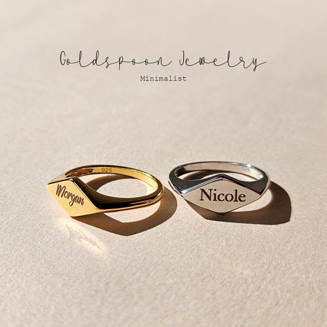 Custom Signet Ring - Personalized Ring - Name Ring - Minimalist Ring ...
