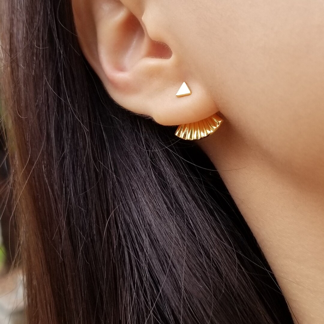 Ear Jacket, Front and Back Earrings, Fan Ear Jackets, Triangle Earrings ...