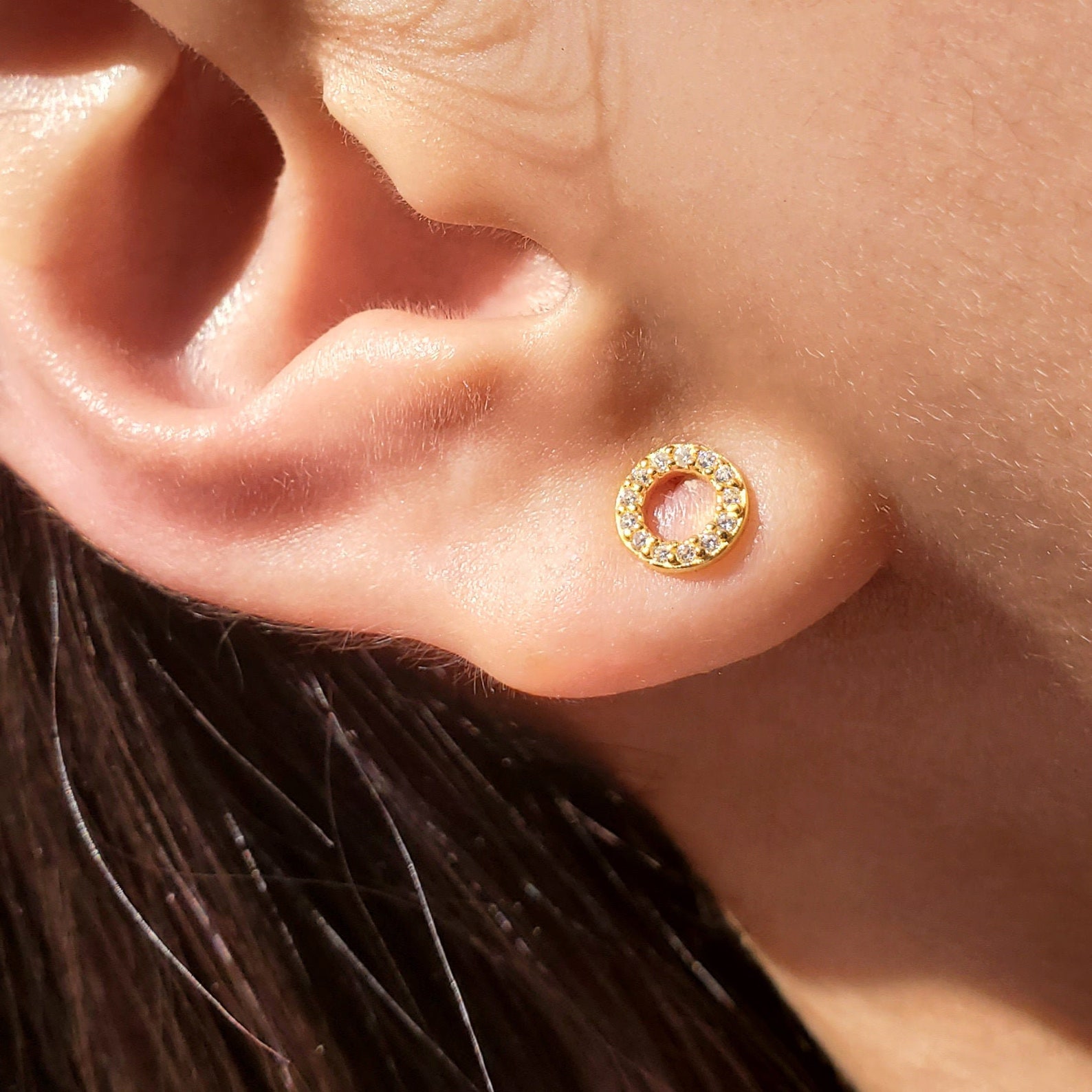 Tiny Stud Earrings Gold Stud Earrings Hollow Stud Earrings - Etsy
