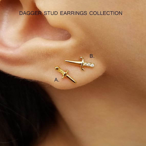 Dagger Earrings Sword Earrings Dagger Stud Earrings Sword - Etsy