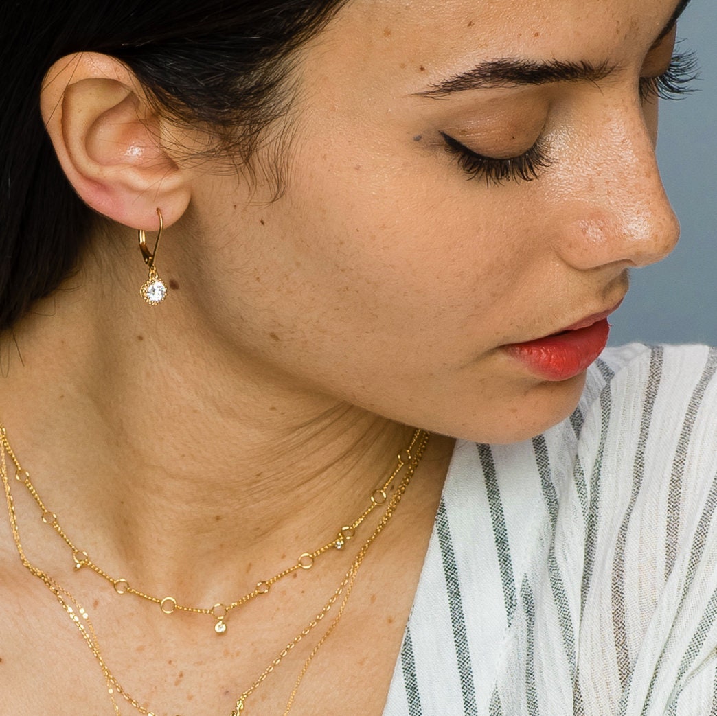 Cubic Dangle Earrings Crown Dangle Earrings Crystal Dangle - Etsy