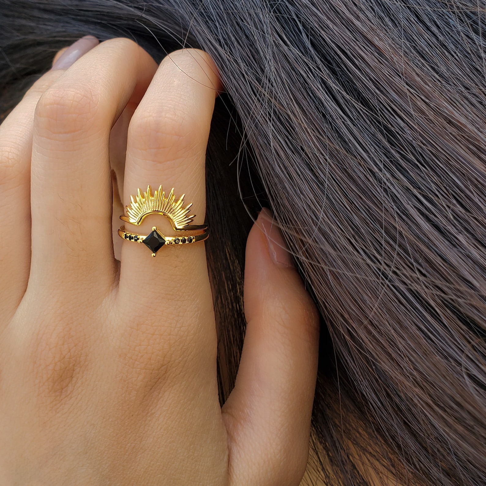 Sun Ring Rising Sun Ring Gold Dainty Ring Spike Ring Statement Ring ...