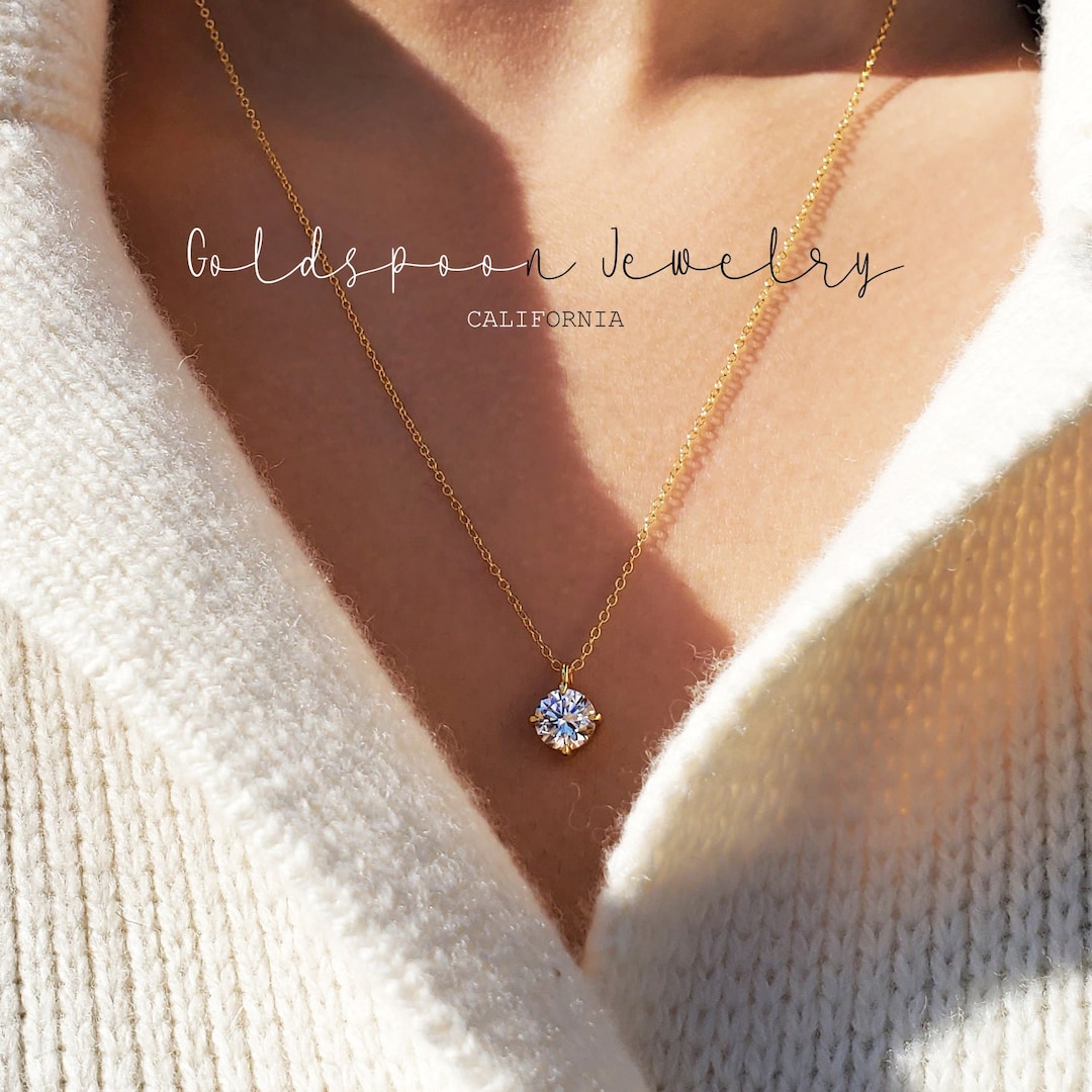 Solitaire Necklace - Minimalist Necklace - Thin Choker Necklace - Thin ...