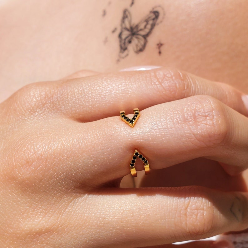 Open Ring- Gold Ring - Onyx Ring - Stacking Ring - Statement Ring ...
