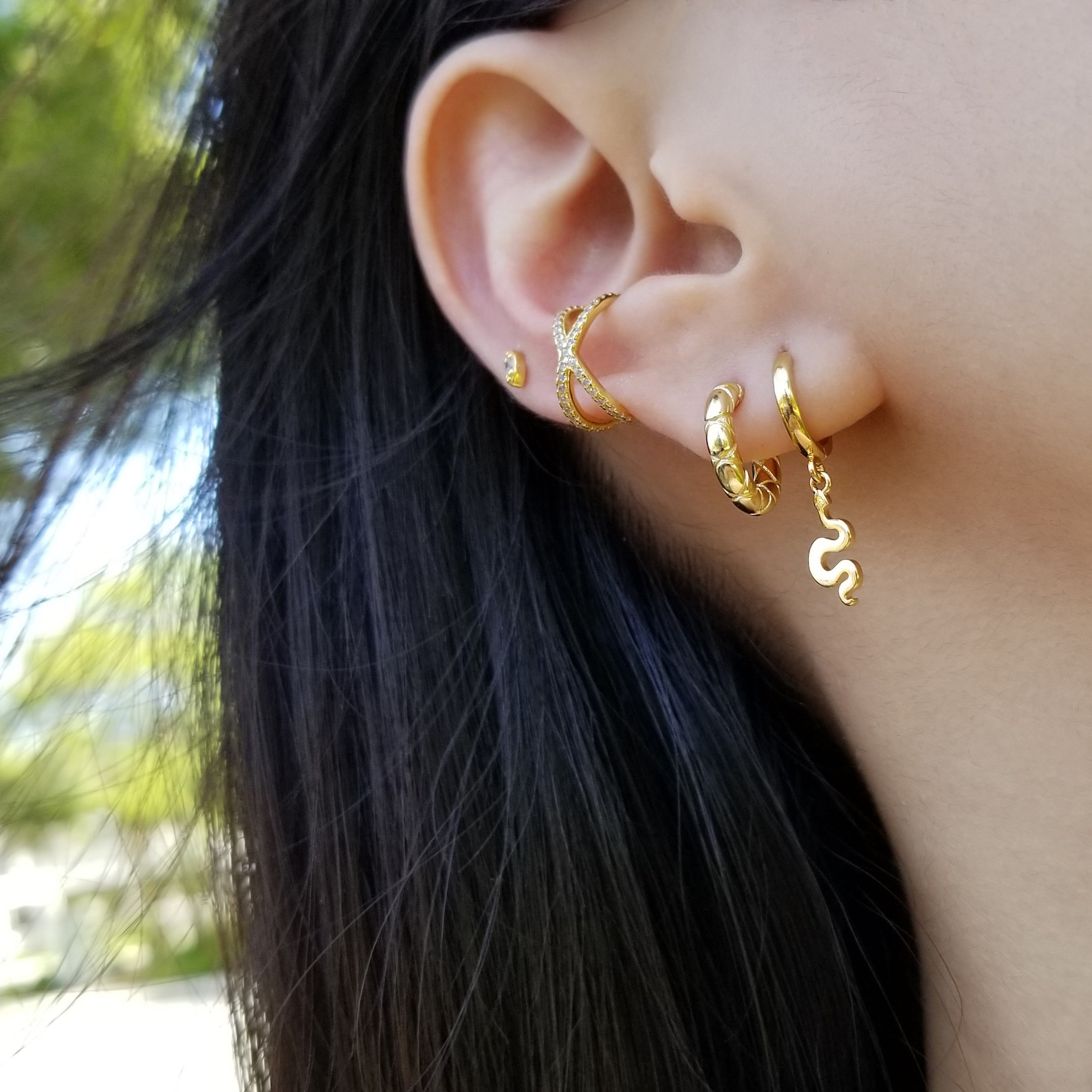 Snake Earrings Gold Dangle Earrings Dainty Silver Drop | Etsy