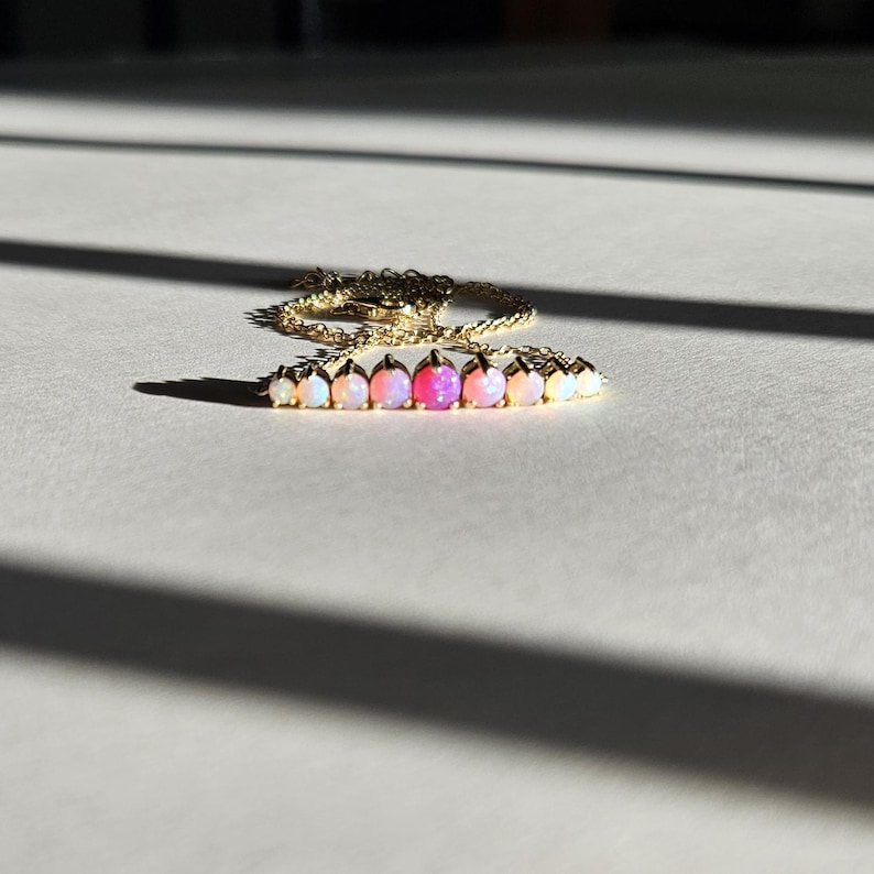 Opal Necklace in 5 Different Tones - Ombre Necklace - Multi Opal ...