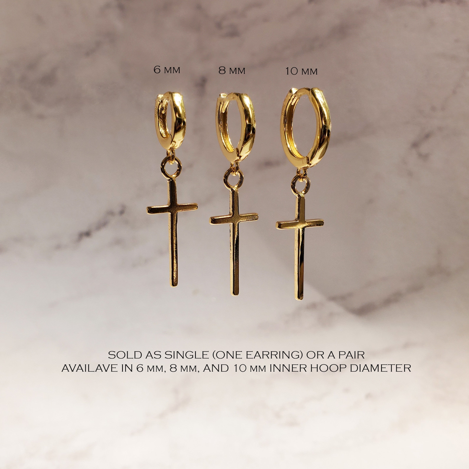 Cross Hoop Earrings Gold Hoop Earrings Dainty Hoop Earrings | Etsy