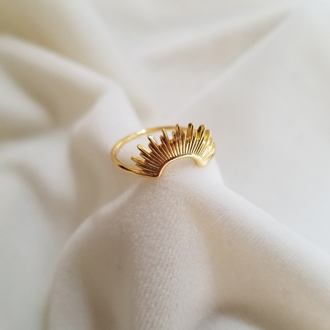 Sun Ring Rising Sun Ring Gold Dainty Ring Spike Ring - Etsy