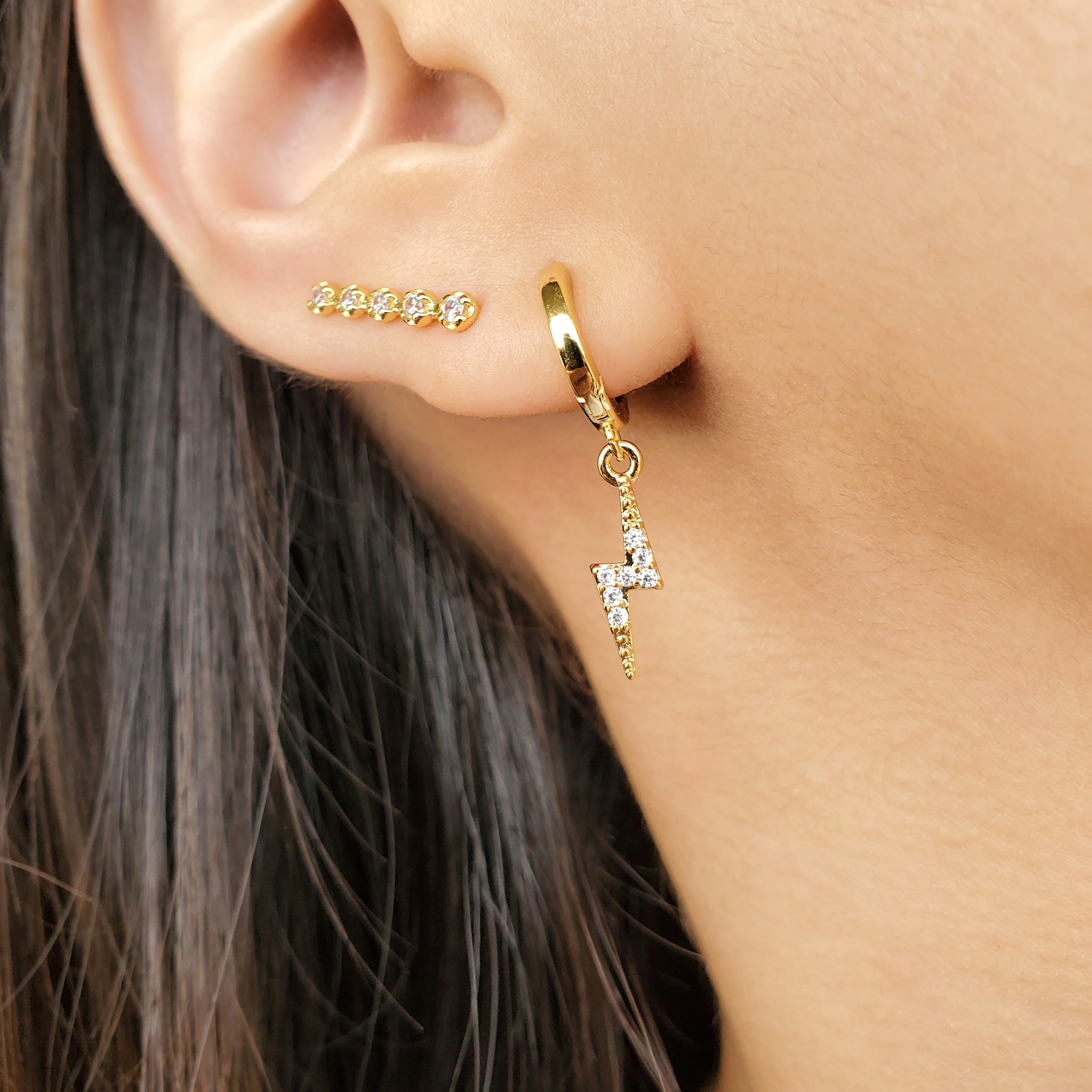 Lightning Bolt Earrings Rainbow Hoop Earrings Lightning Bold | Etsy