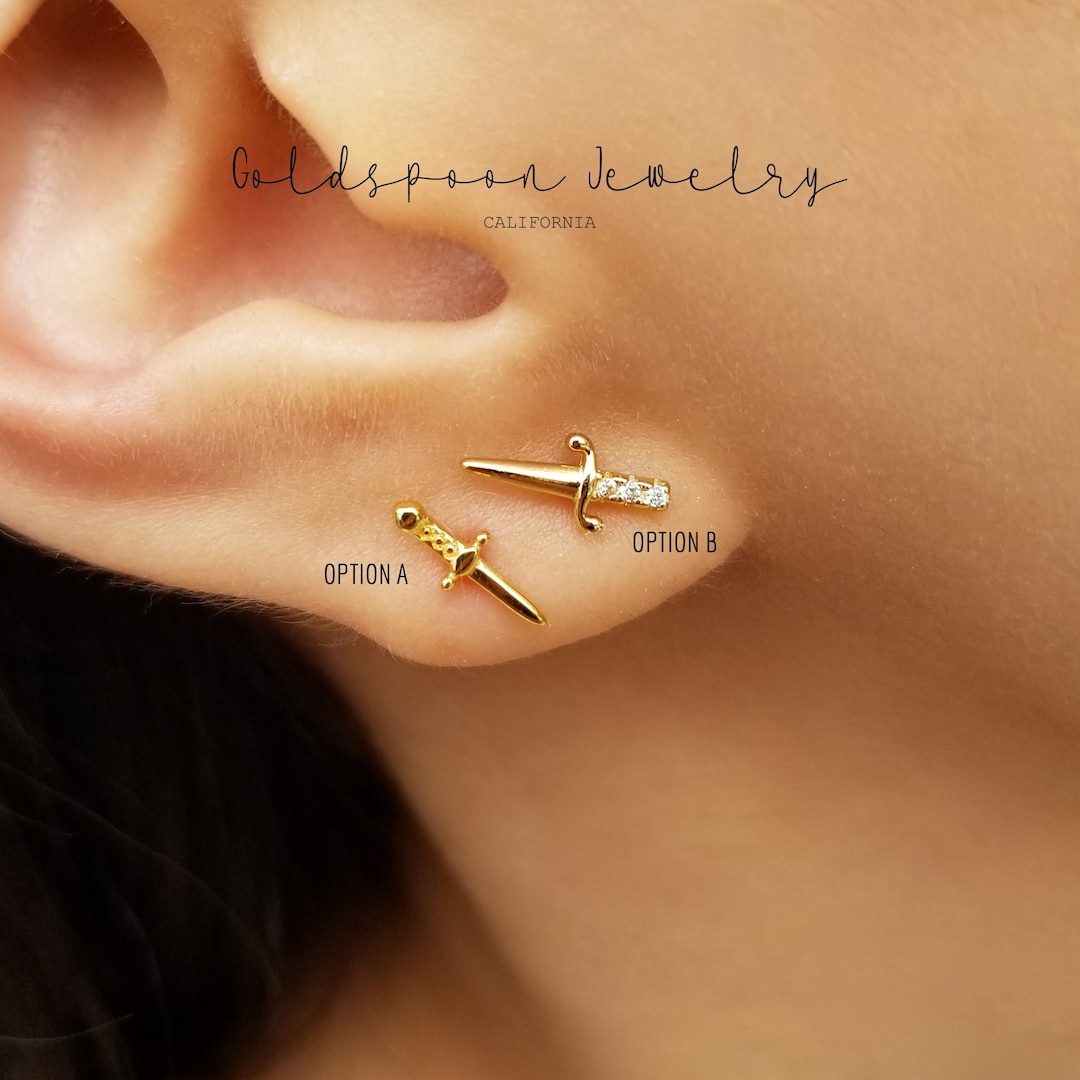 Dagger Earrings - Sword Earrings - Dagger Stud Earrings - Sword Studs ...