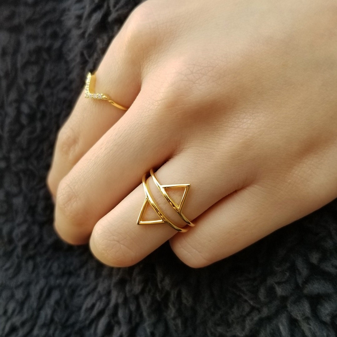 Triangle Ring Trendy Ring Vermeil Ring Dainty Gold Ring - Etsy