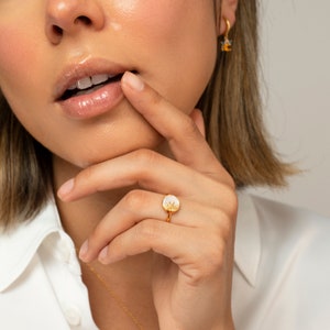 Sun Ring - Dainty Sun Ring - Stacking Ring - Mother of Pearl Ring ...