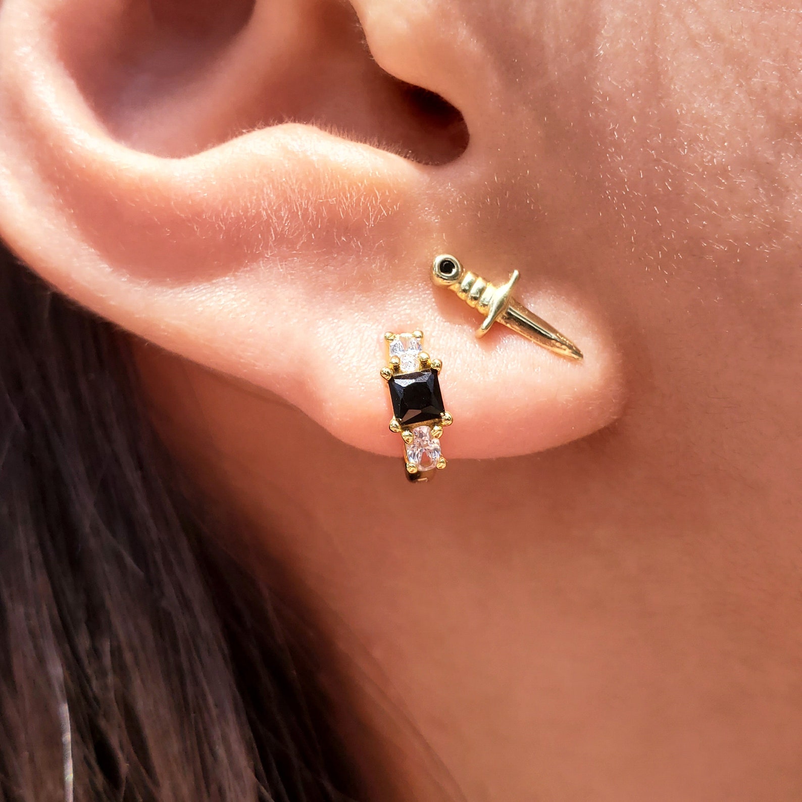 Sword Earrings Dagger Earrings Tiny Stud Earrings Conch | Etsy