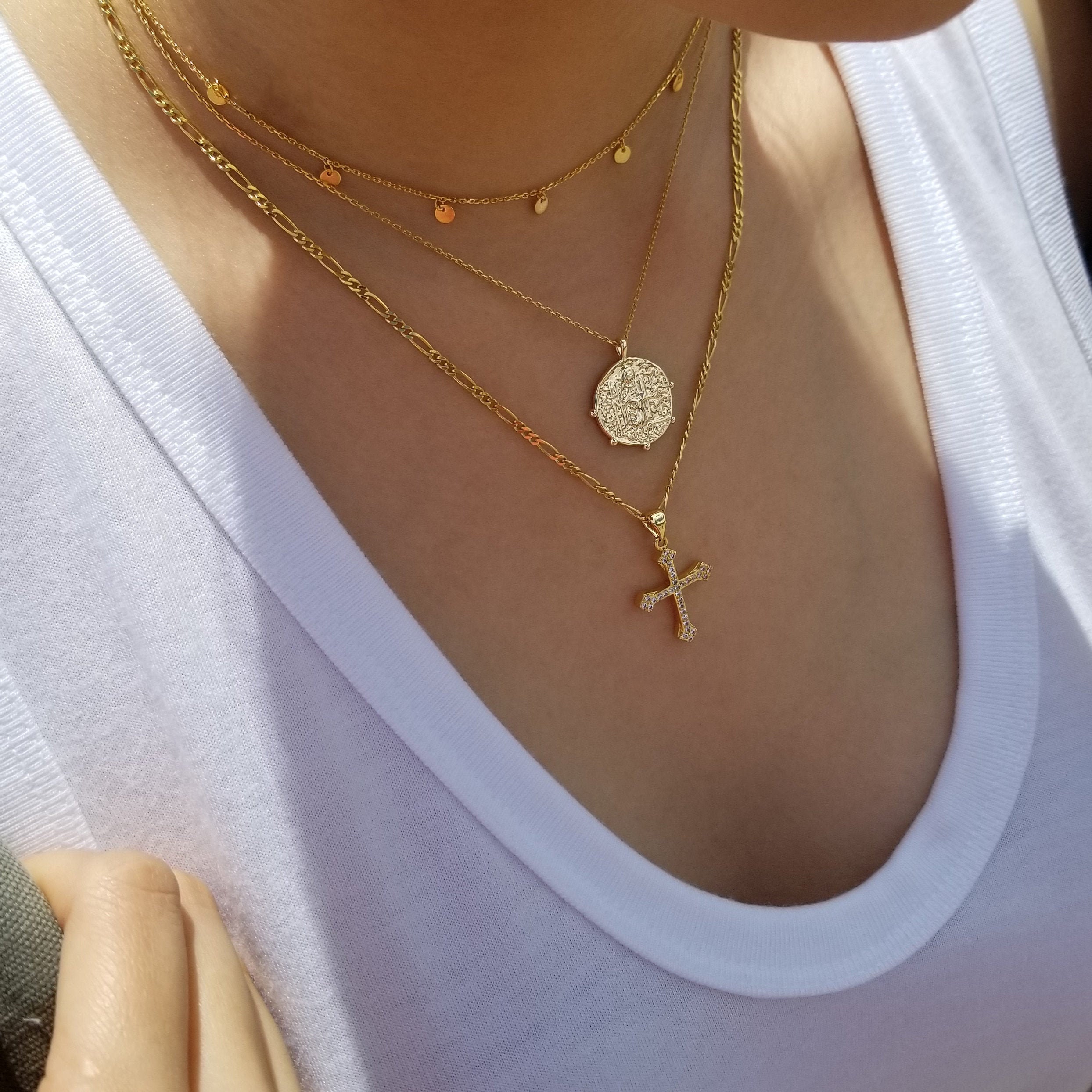 Coin Necklace, Medallion Necklace, Gold Pendant Necklace, Medal ...