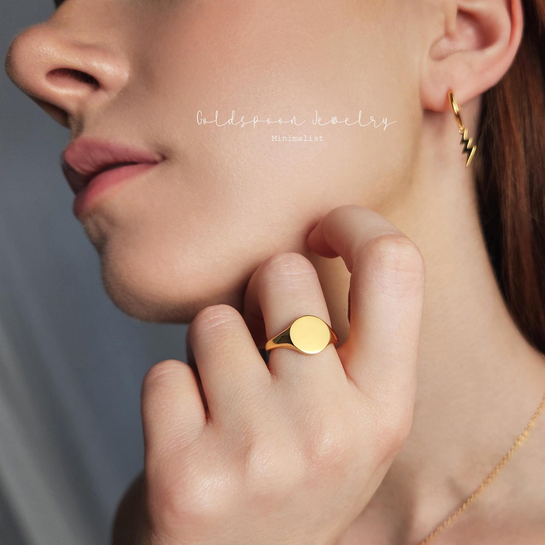 Signet Ring - Thick Gold Ring - Everyday Ring - Gold Chunky Pinky Ring ...