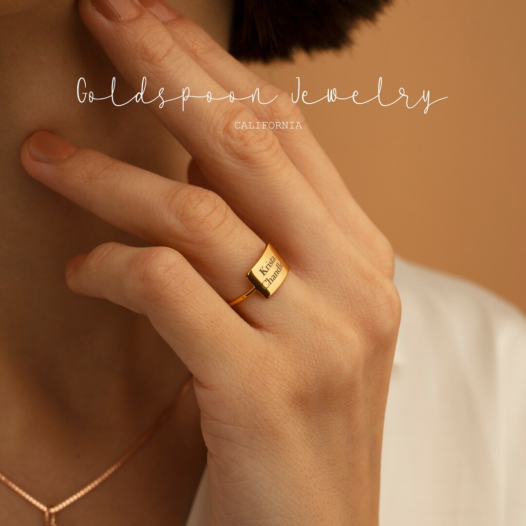 Name Ring - Initial Ring - Engraved Ring - Letter Ring - Gold Ring ...