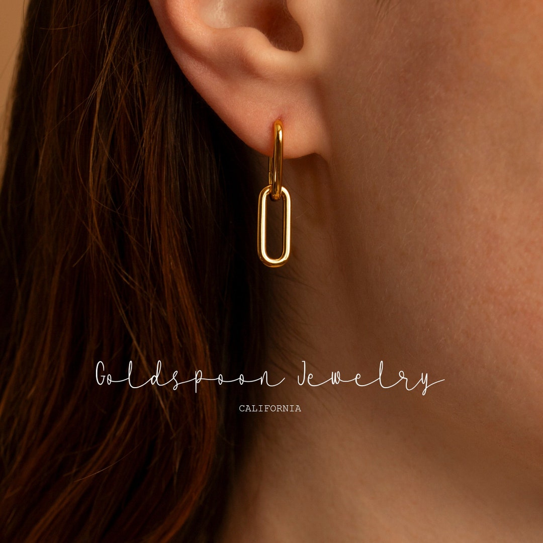 Chunky Earrings Rectangle Earrings Chain Earrings Minimalist Earrings ...