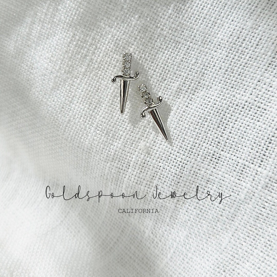 Dagger Earrings - Sword Earrings - Silver Earrings - Silver Stud ...