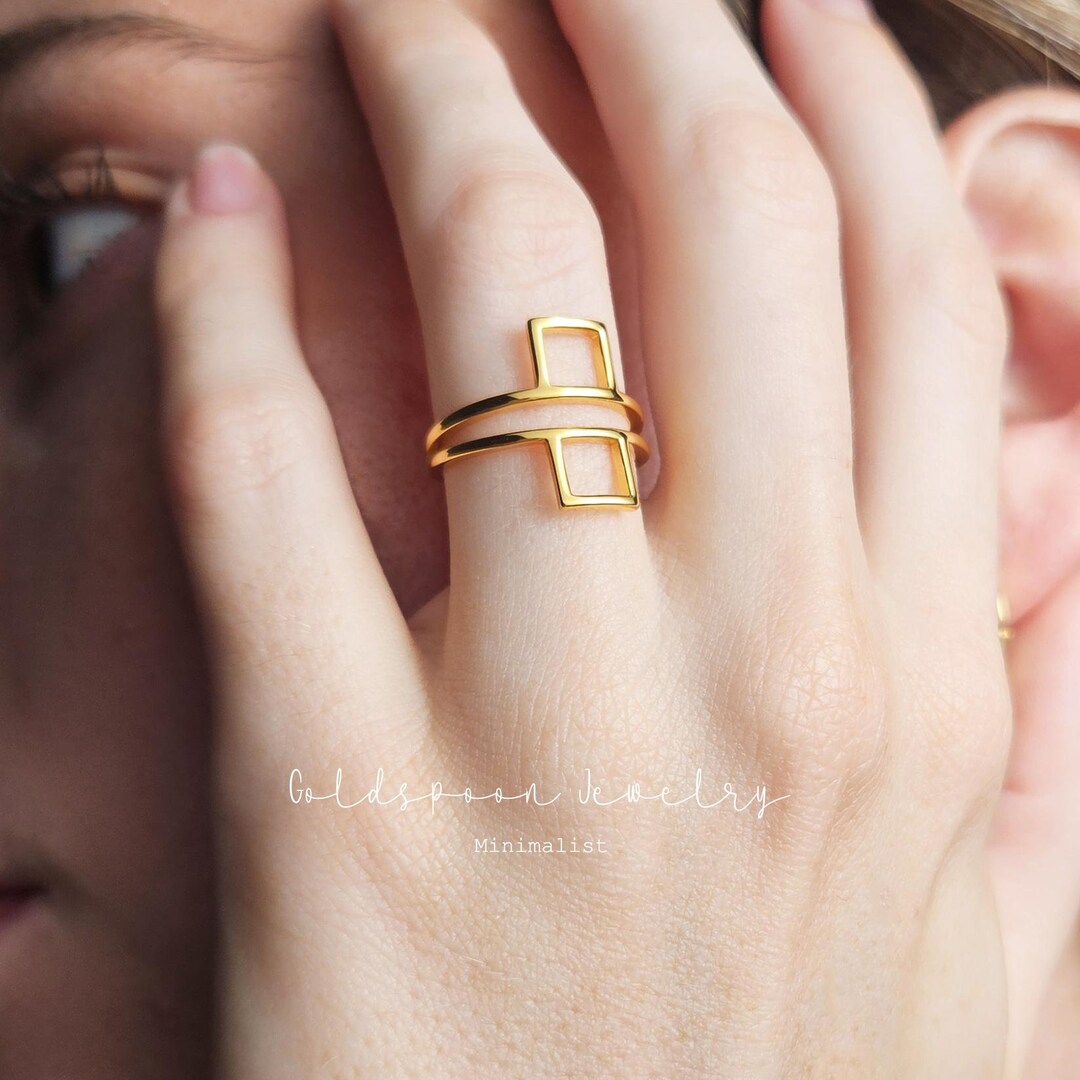 Square Ring - Geometric Ring - Statement Ring - Minimalist Ring ...