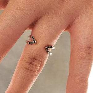 Open Ring- Gold Ring - Onyx Ring - Stacking Ring - Statement Ring - Minimalist Ring - Everyday ...