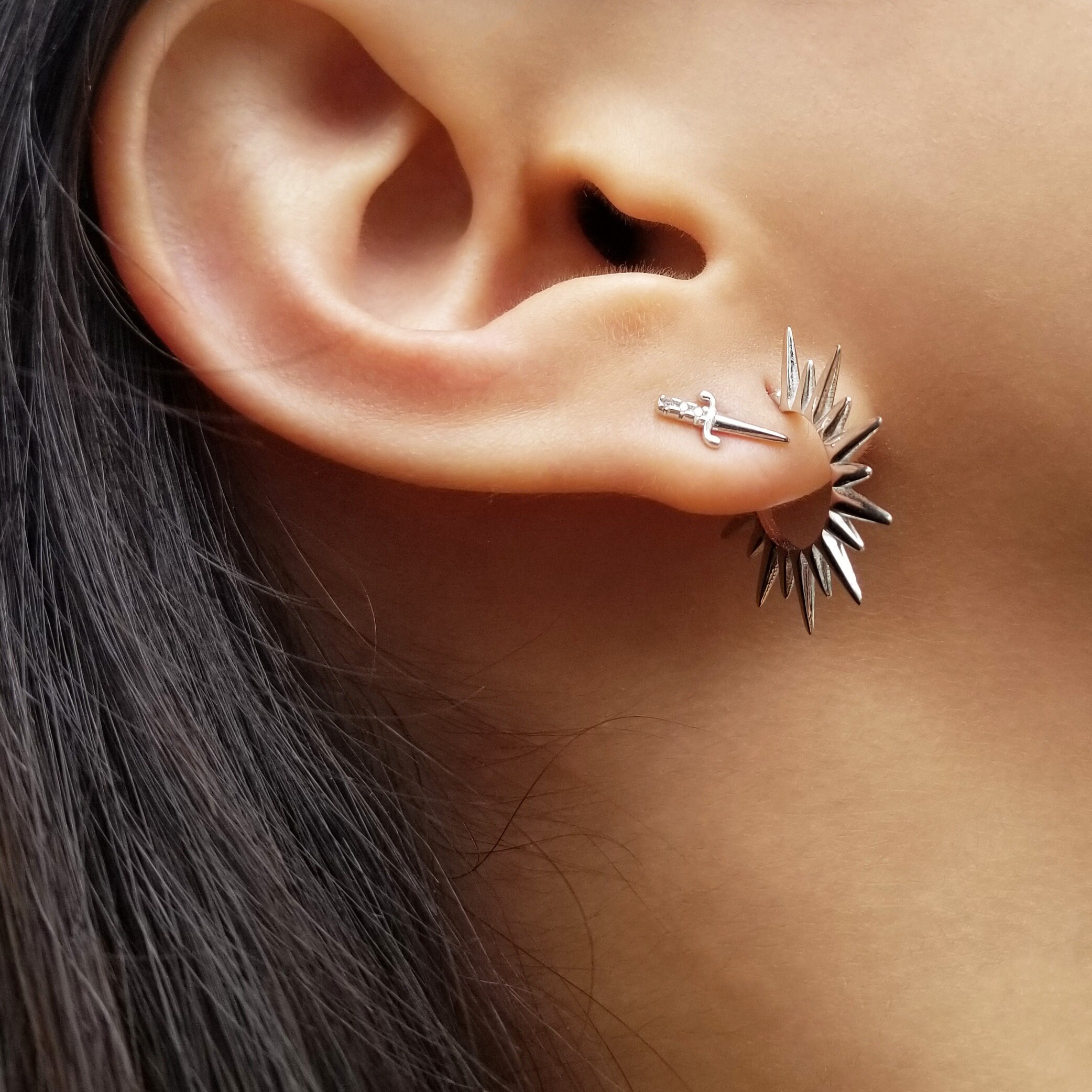 Spike Stud Earrings Gold Stud Earrings Modern Earrings | Etsy