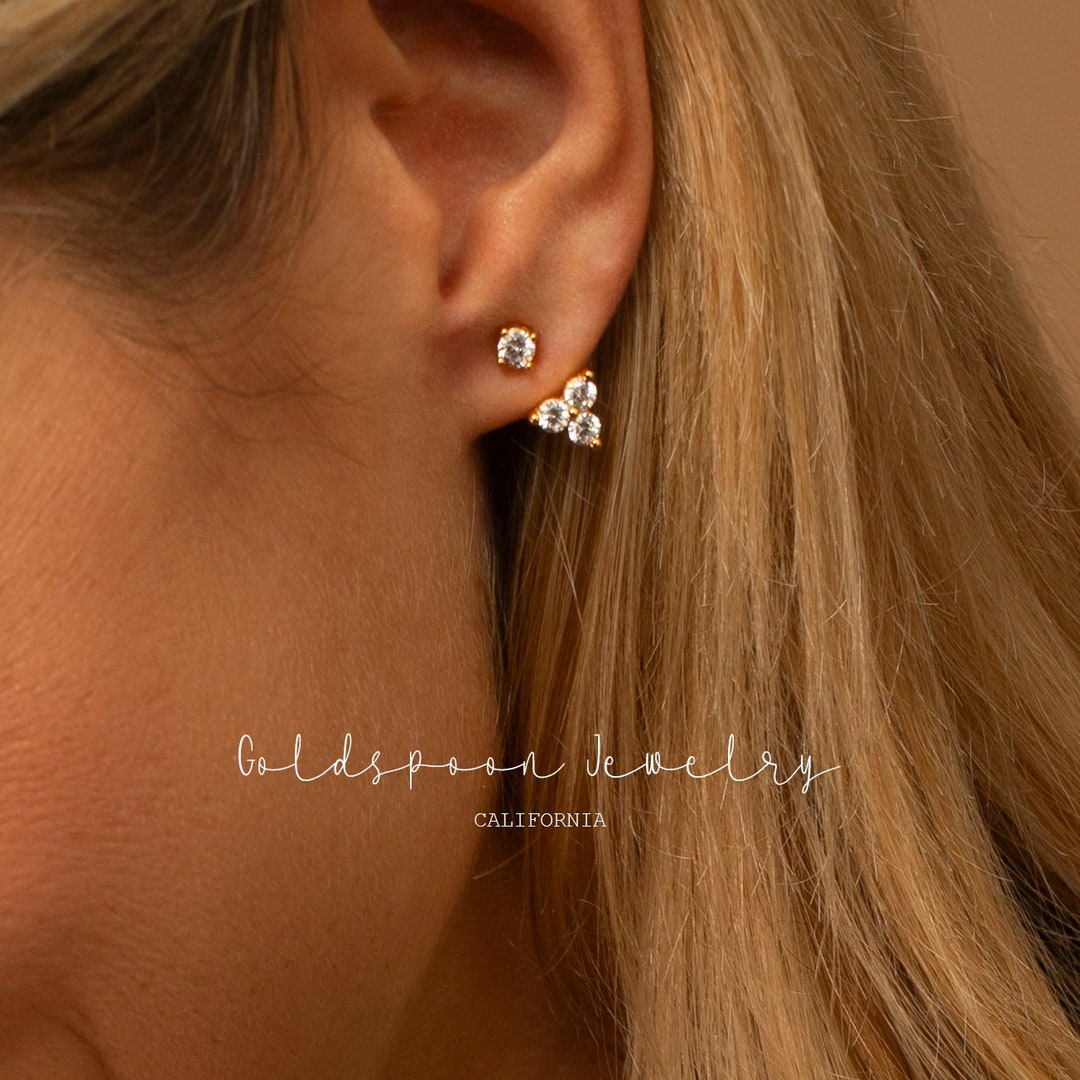 Dainty Crystal Ear Jackets - Front and Back Earrings - Wedding Jewelry ...