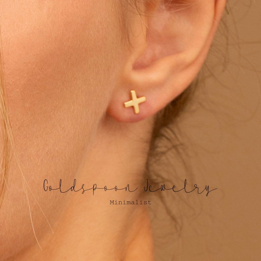 X Shaped Earrings - Tiny Studs - Gold Stud Earrings - Cartilage Studs - Mens Earrings - Dainty ...