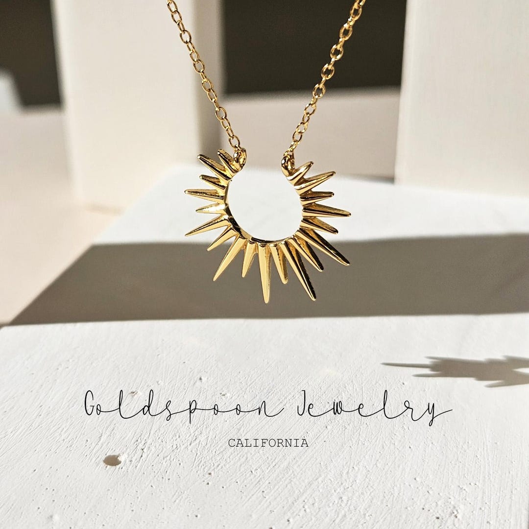 Sun Necklace - Spike Necklace - Pendant Necklace - Dainty Necklace ...