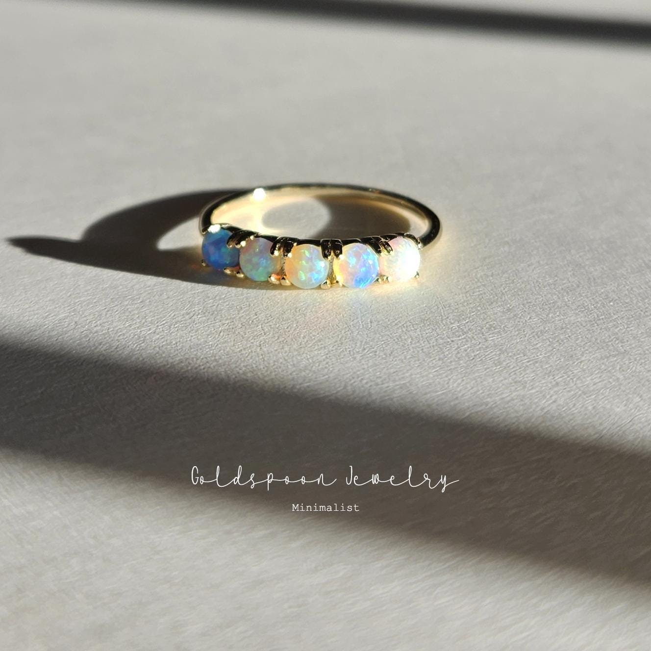 Multi Colored Opal Ring - Opal Ombre Ring - Blue Opal Ring - Statement ...
