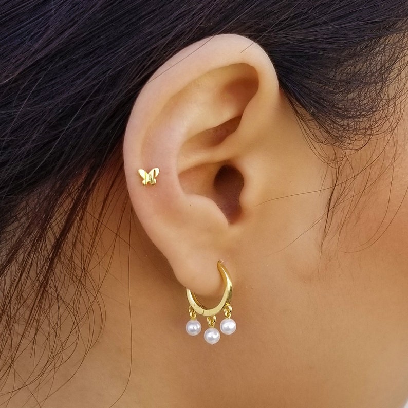 Butterfly Stud Earrings Butterfly Earrings Tiny Gold Stud | Etsy