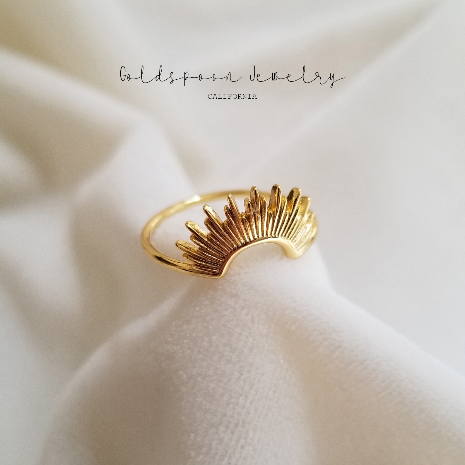 Sun Ring Rising Sun Ring Gold Dainty Ring Spike Ring Statement Ring ...