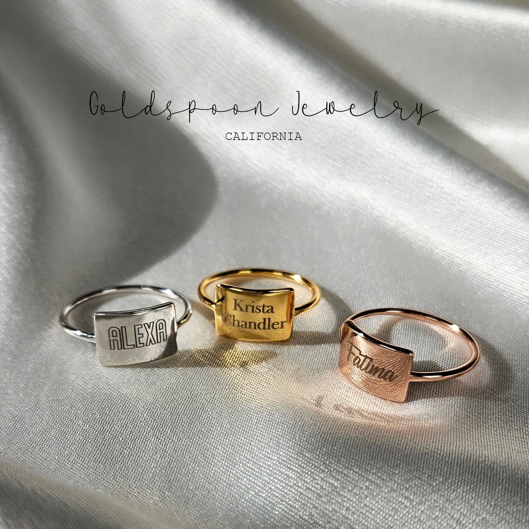 Name Ring - Initial Ring - Thin Ring - Letter Ring - Rectangle Ring ...