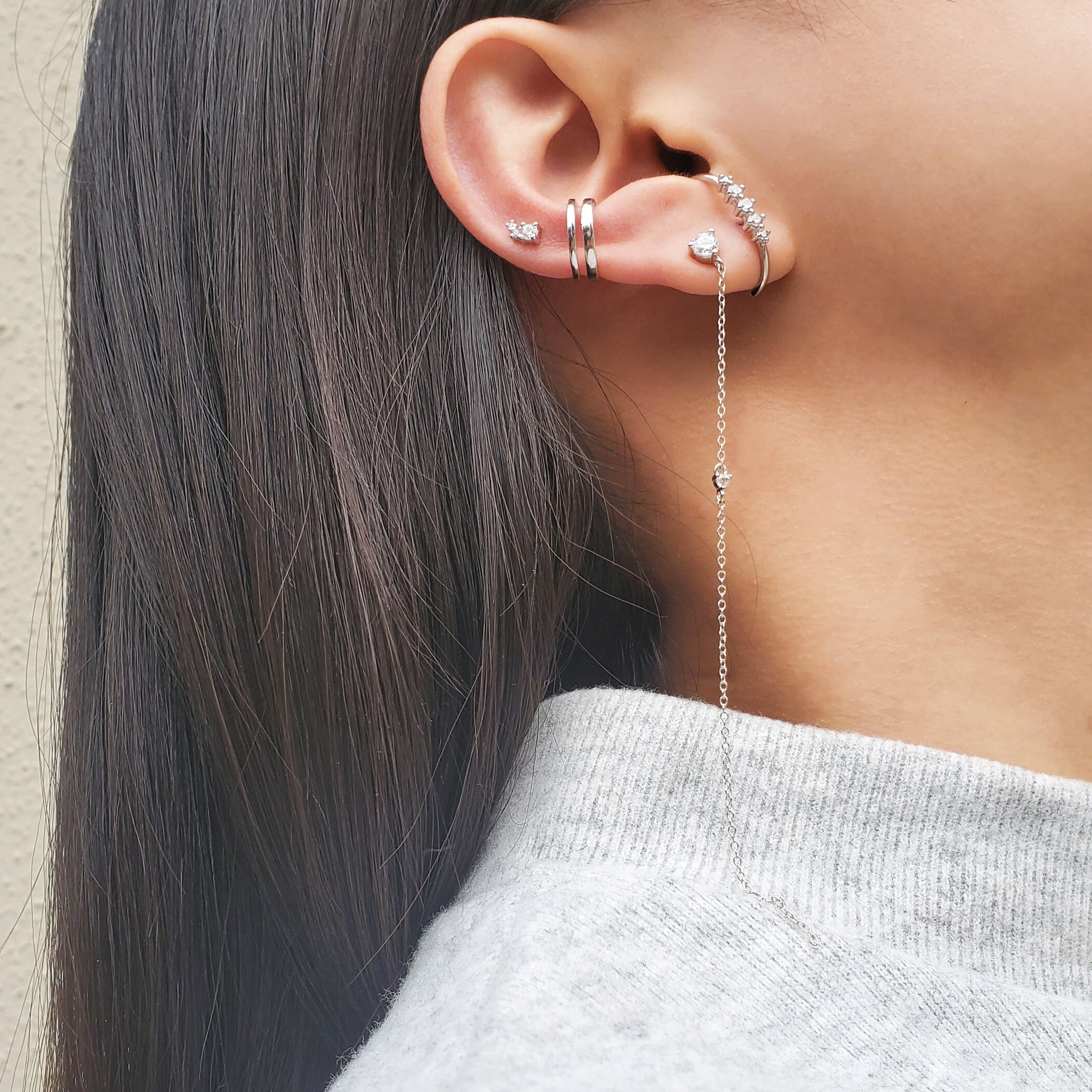 Double Ear Cuff - Dainty Ear Cuff - Silver Ear Cuffs - Everyday ...