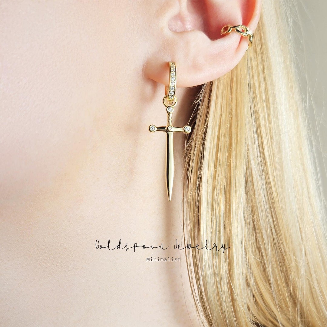 Dagger Earrings - Sword Earrings - Dagger Drop Earrings - Sword Dangle ...