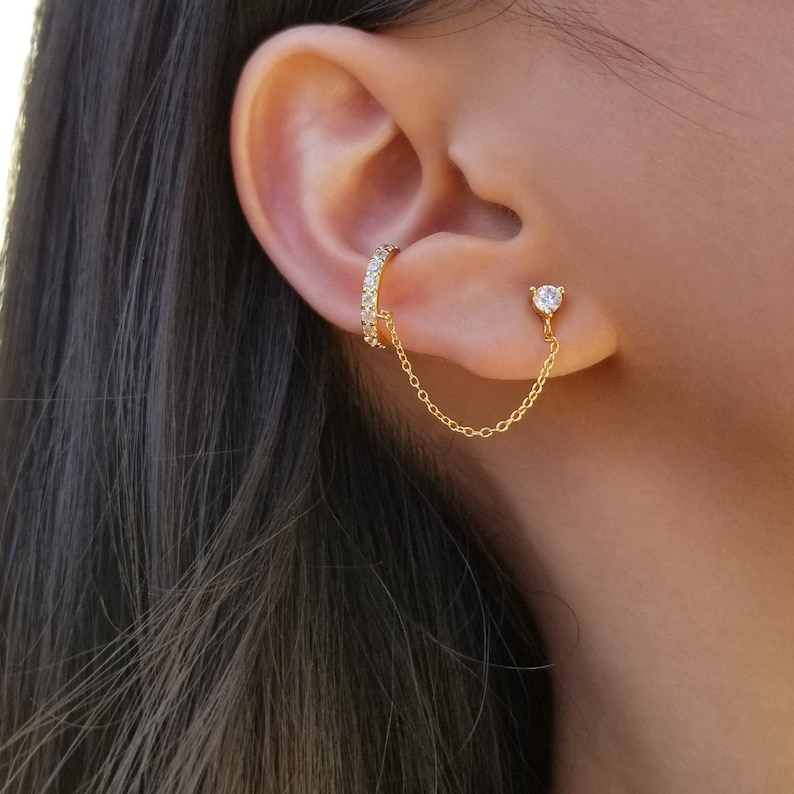Chain Cuff Earrings, Gold Ear Cuff, Ear Cuff Earrings, Ear Cuff No ...