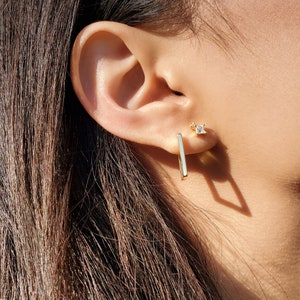 Rectangle Earrings Rectangle Hoop Earrings Geometric | Etsy