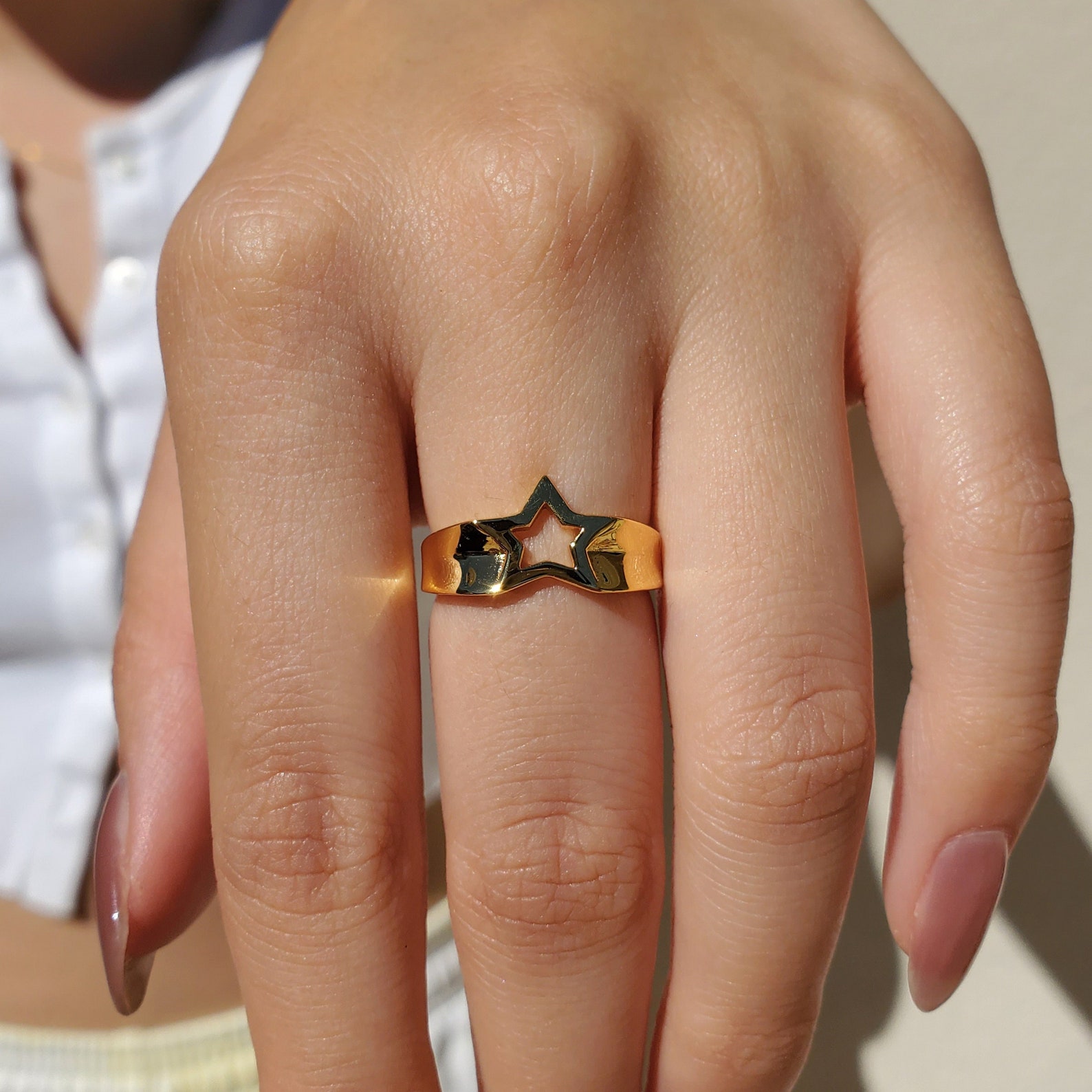 Star Ring - Signet Ring - Star Signet Ring - Celestial Jewelry - Chunky ...