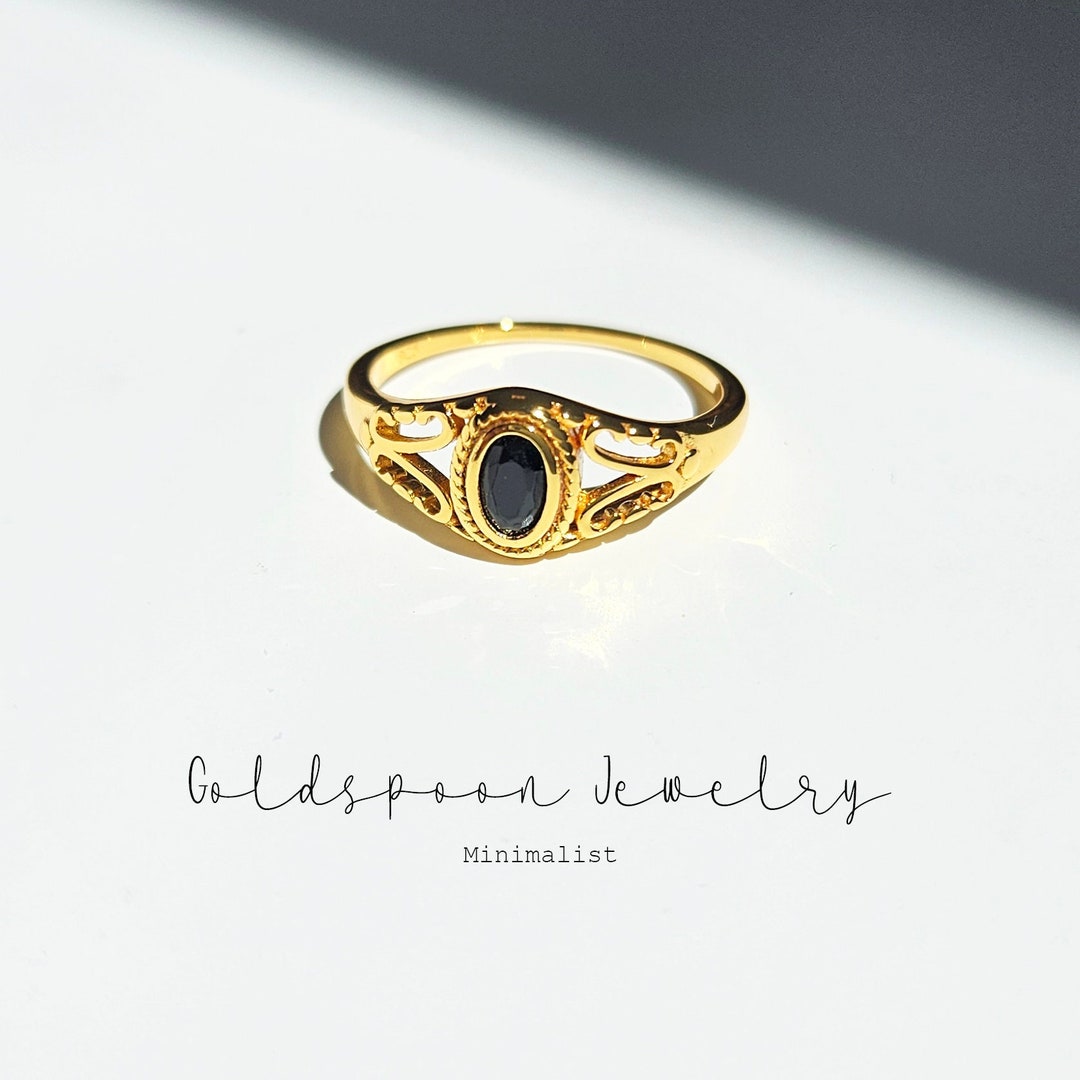 Vintage Looking Ring - Lace Ring - Gold Ring - Onyx Ring - Cocktail ...