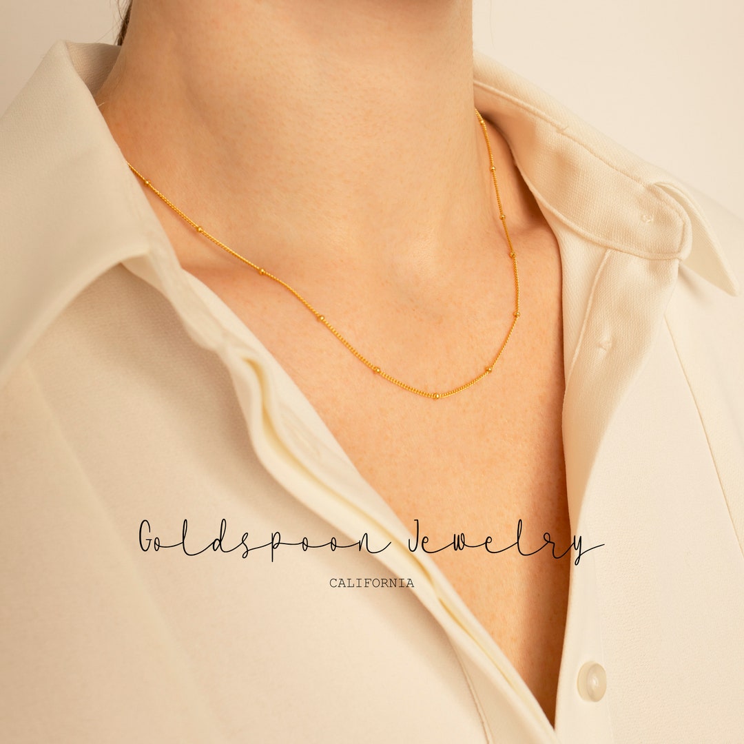 Gold Choker - Satellite Choker - Thin Necklace - Dainty Choker - Cube ...