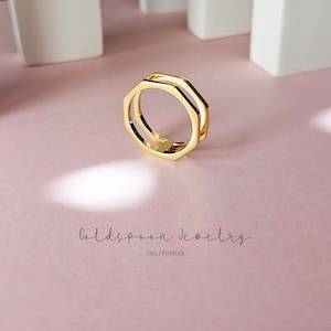 Octagon Ring - Geometric Ring - Double Band Ring - Statement Ring ...
