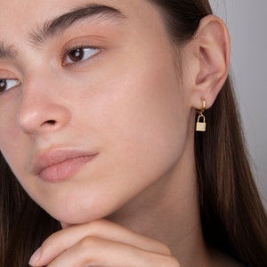 Padlock Earrings - Padlock Dangle Earrings - Everyday Earrings - Edgy ...