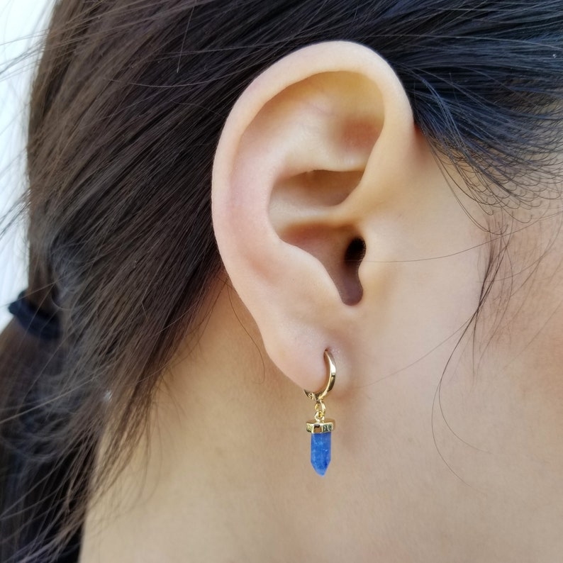 Gemstone Earrings Blue Stone Earrings Dainty Gemstone | Etsy