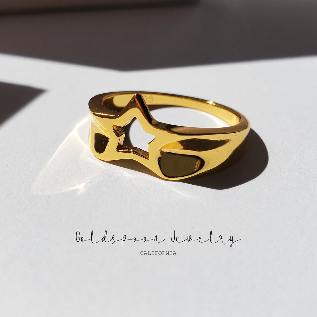 Star Ring Signet Ring Star Signet Ring Celestial Jewelry Chunky Ring ...