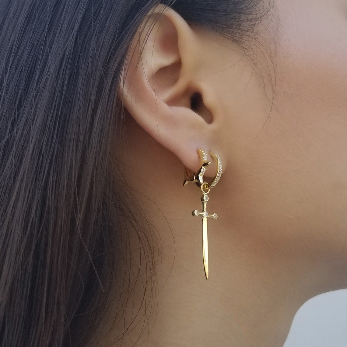 Dagger Earrings Sword Earrings Dagger Drop Earrings Sword - Etsy