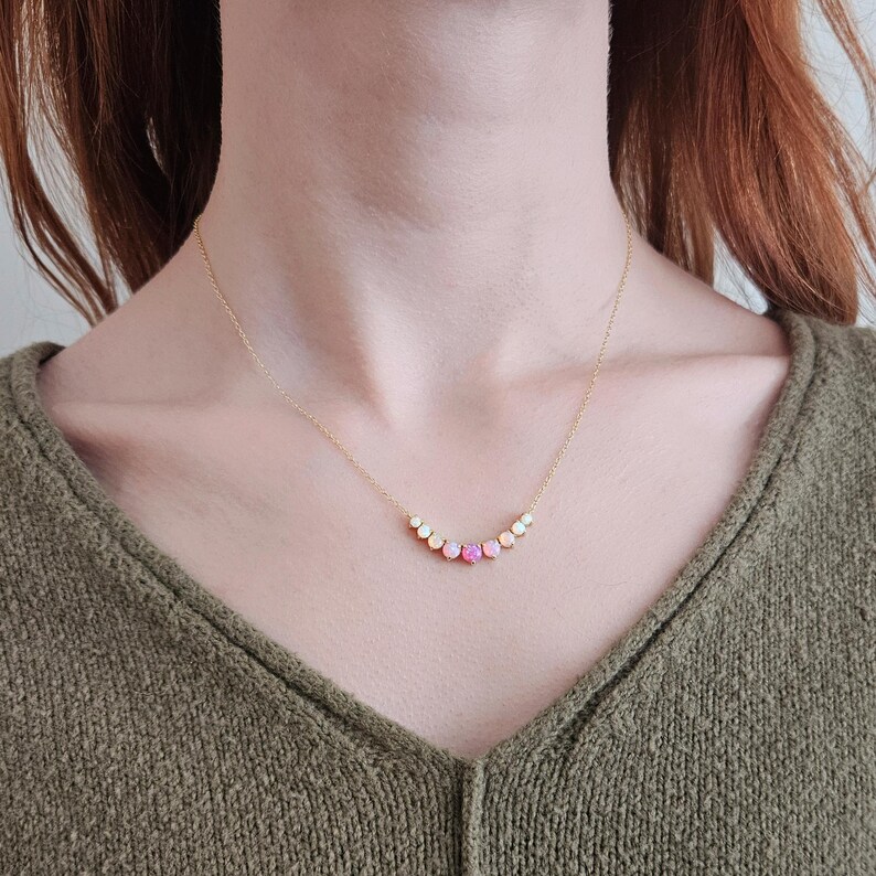 Opal Necklace in 5 Different Tones - Ombre Necklace - Multi Opal ...