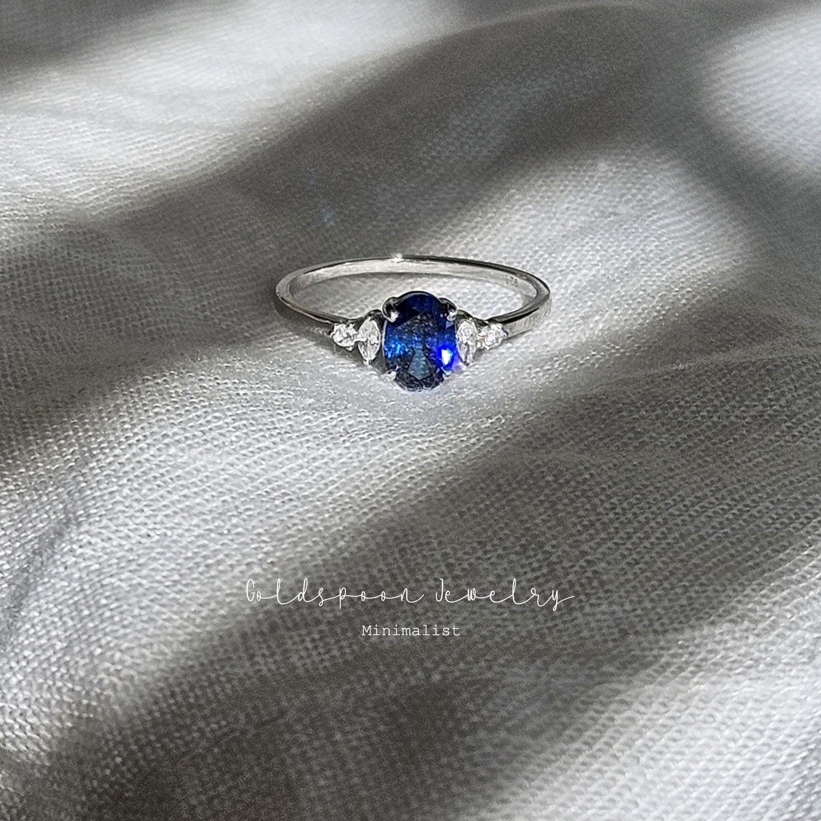 Sapphire Ring - Oval Ring - Dainty Ring - Minimalist Ring - Gold Ring ...