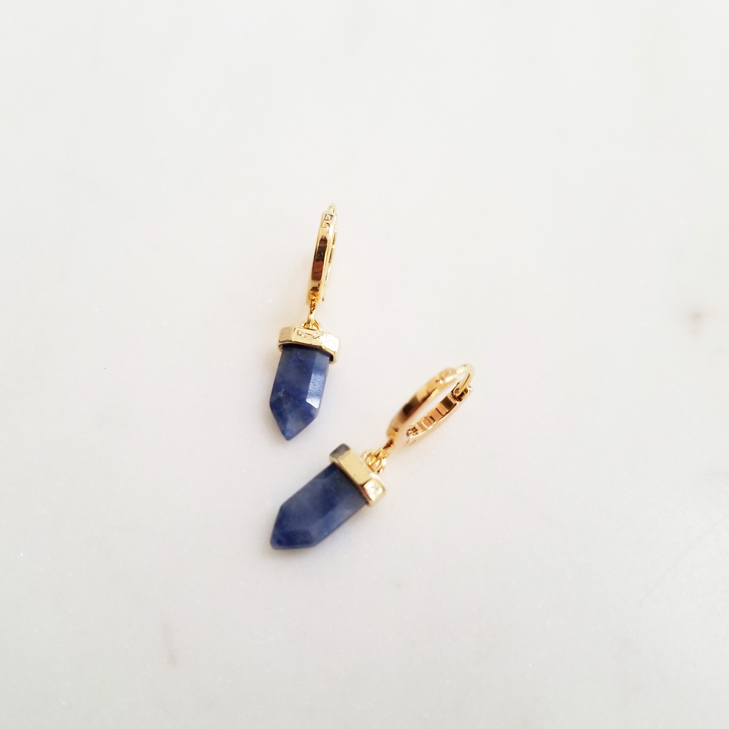 Gemstone Earrings Blue Stone Earrings Dainty Gemstone | Etsy